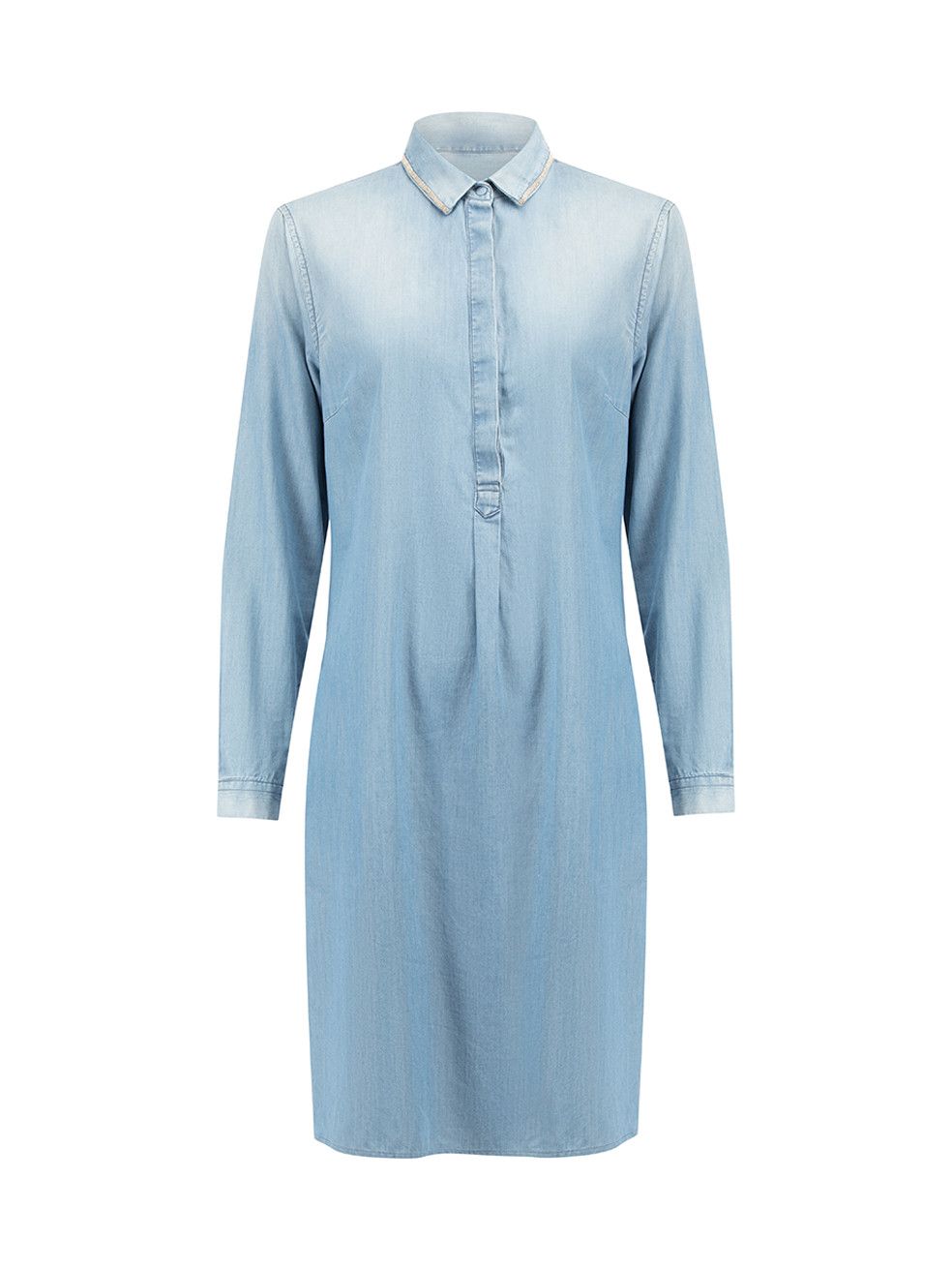 Fabiana Filippi Blue Monili Embellished Collar Shirt Dress | Grailed