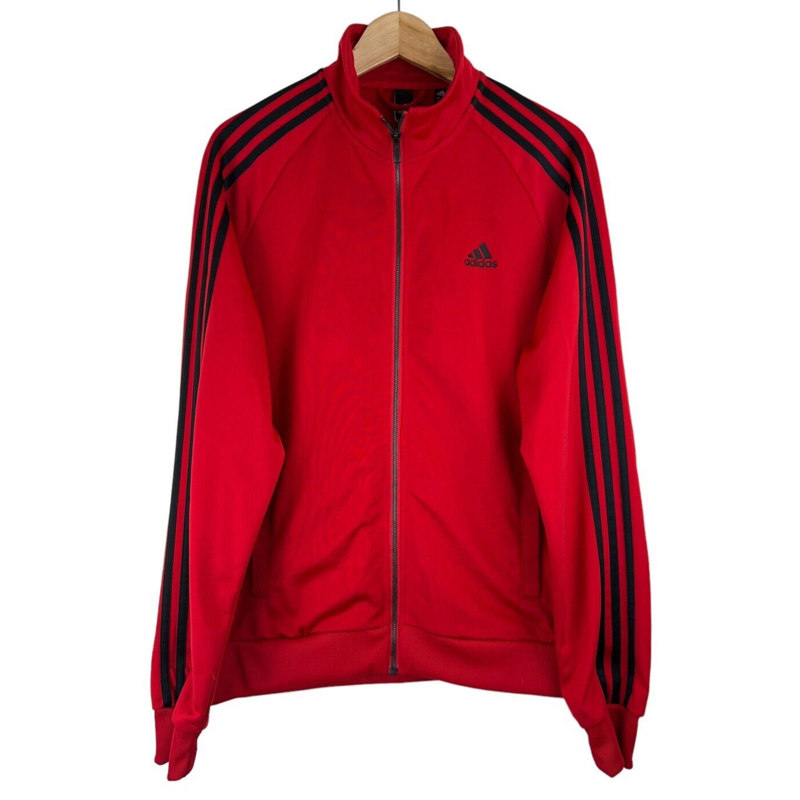 Adidas adidas Red Black Classic Zip Firebird Trefoil Track Jacket M ...