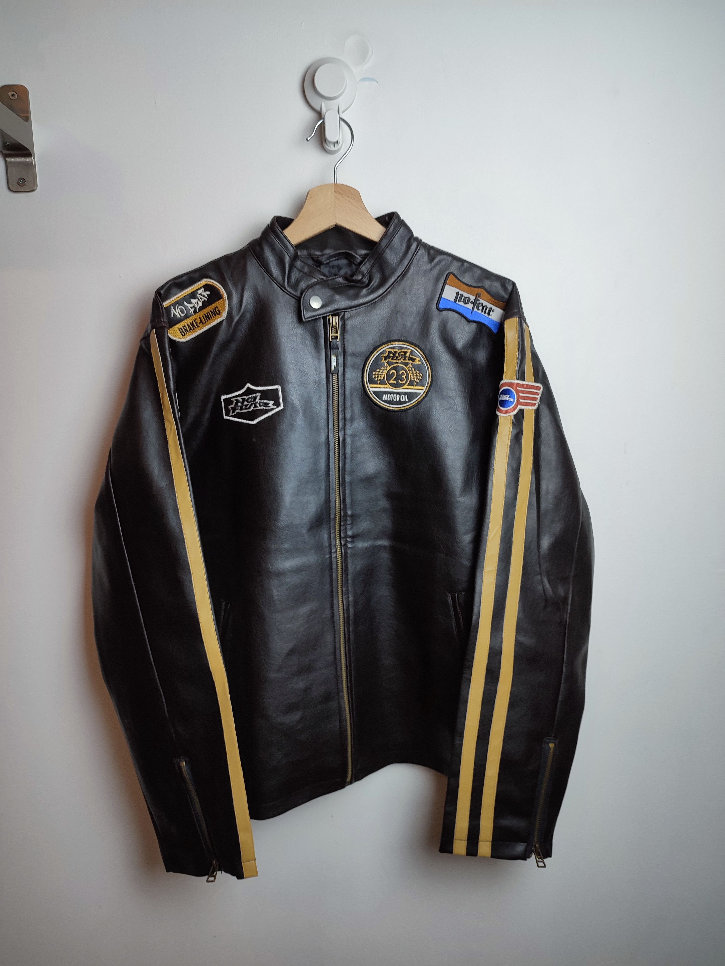 No Fear NO FEAR VINTAGE PVC FAUX LEATHER RACING JACKET | Grailed
