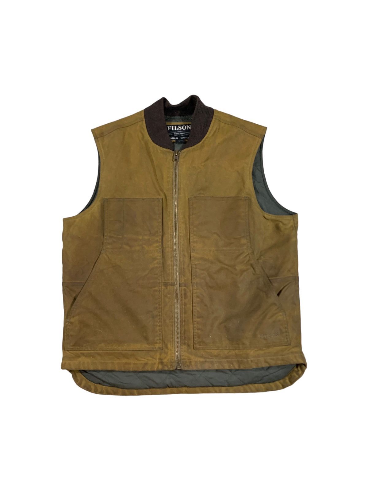 Filson Filson Tin Cloth Waxed Hunting Vest Green | Grailed