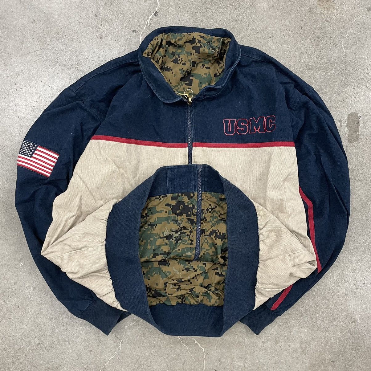 Military × Streetwear × Vintage Reversible usmc 90s y2k bomber jacket ...