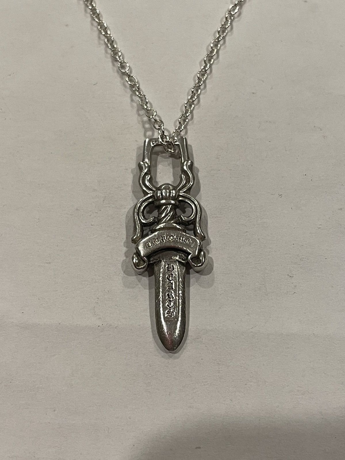 Chrome Hearts Chrome Hearts Large Dagger Pendant Roll Chain Necklace ...