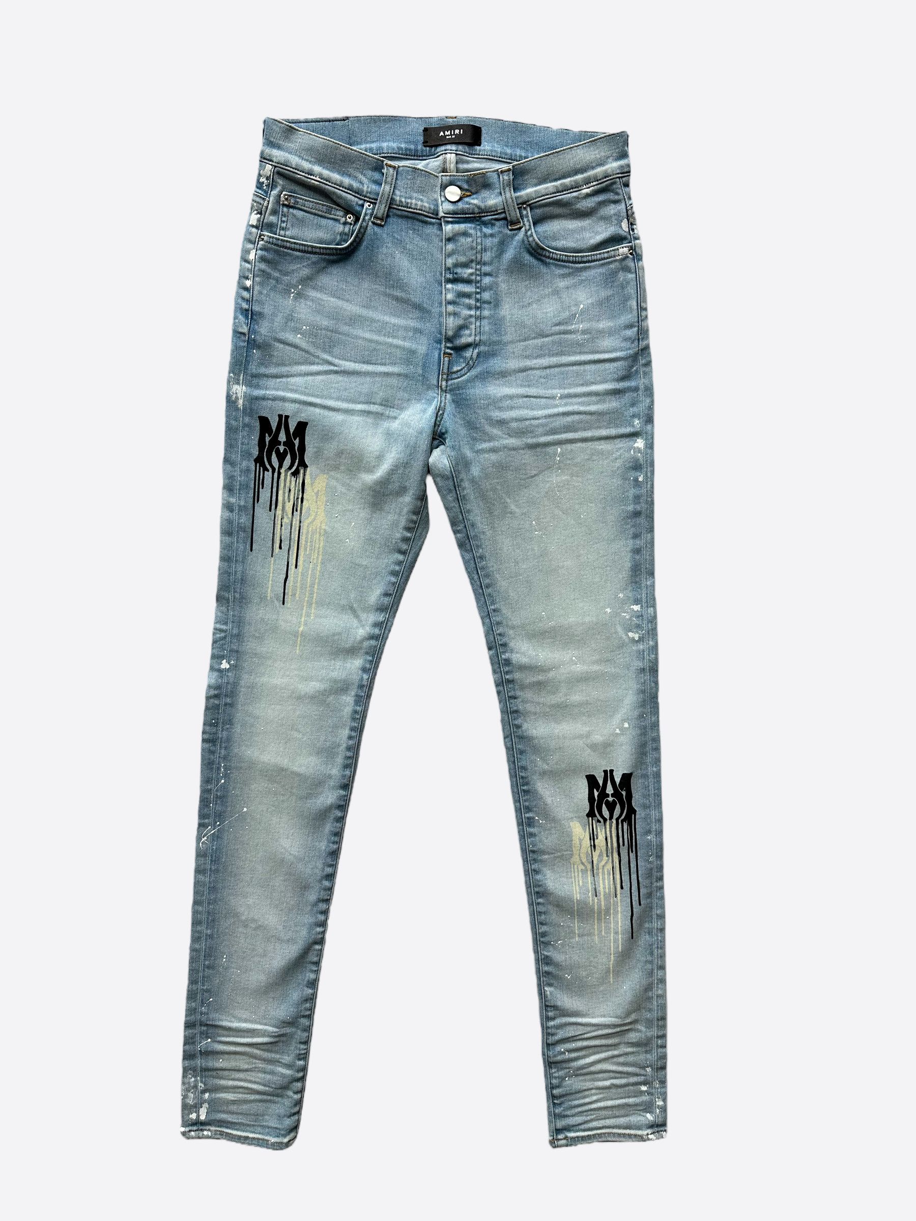 Amiri Amiri Blue MA Logo Stencil Jeans | Grailed