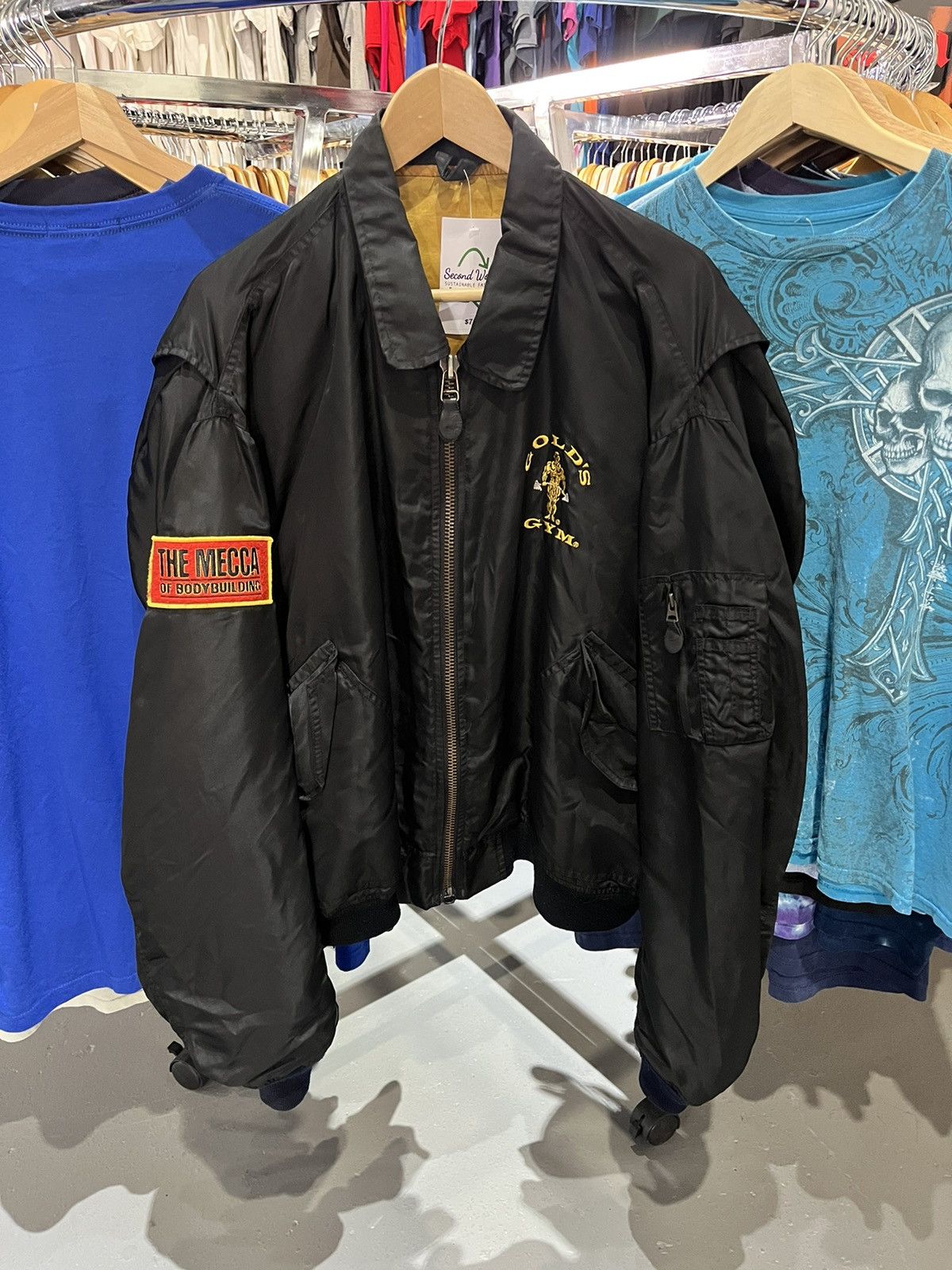 Nike × Streetwear × Vintage Vintage Gold’s Gym Bodybuilding Bomber 90s ...