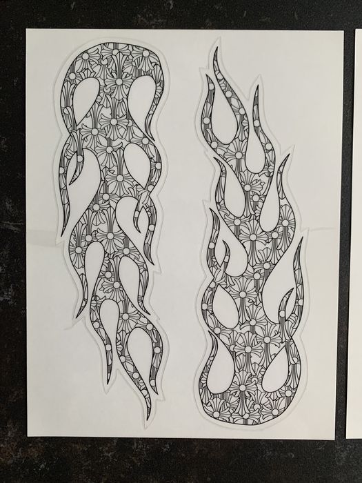 Chrome Hearts Chrome Hearts cross flame sticker sheet set of 2 | Grailed