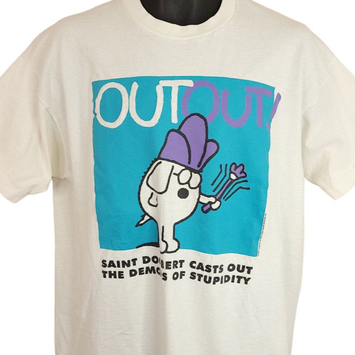 Fruit Of The Loom Dilbert T Shirt Vintage 80s Saint Dogbert Casts Out ...