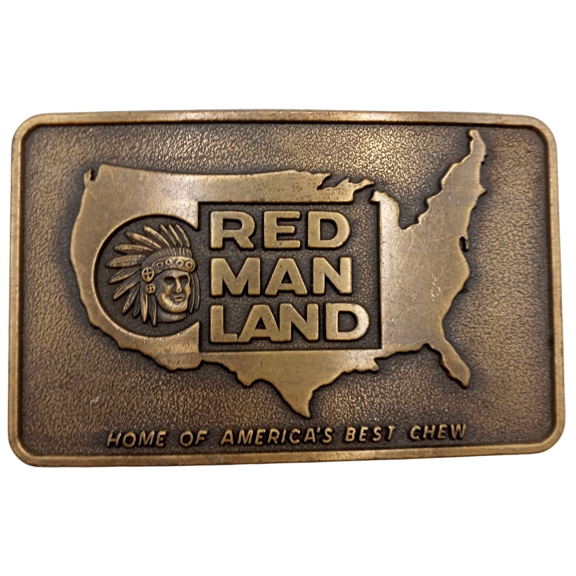Vintage Red Man Land Belt Buckle Chewing Tobacco Indian Native Home ...