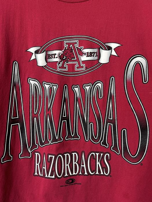 Vintage Vintage 90s Arkansas Razorbacks Arc Logo College Tee Shirt ...