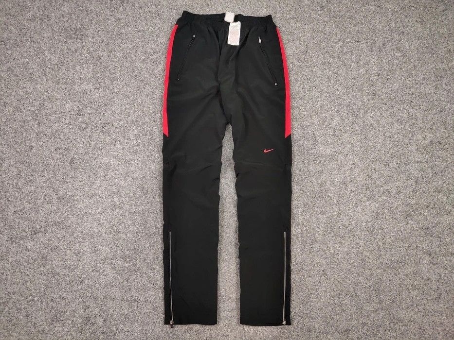 Nike Vintage Nike Track Black Pants Red Logo Travis Scott Hype | Grailed