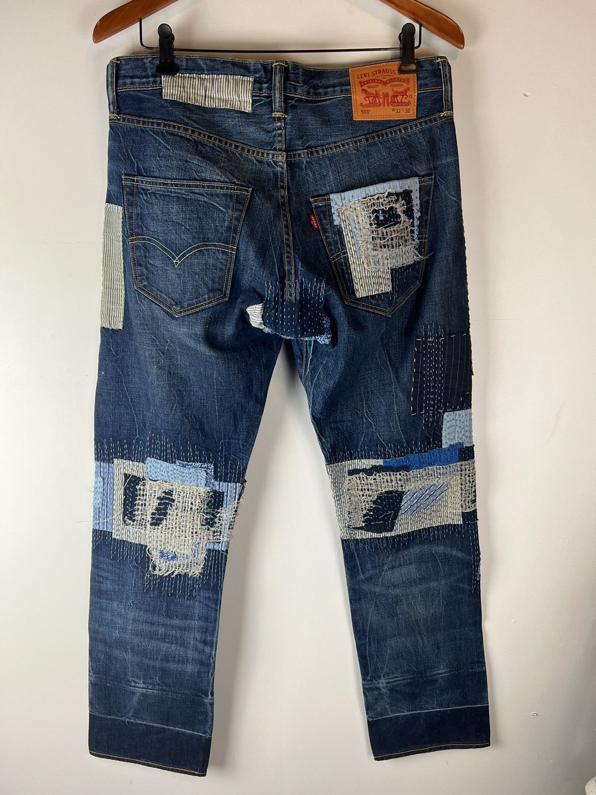 Levi's Levis 501 Sashiko Repaired Patchwork Selvedge Jeans | Grailed