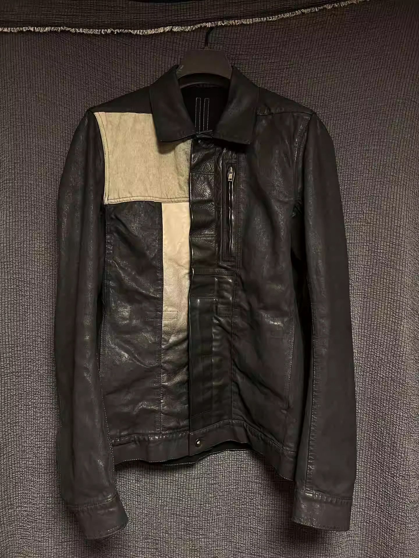 Rick Owens Rick Owens 16SS storm wax coated leather panel jacket | Grailed
