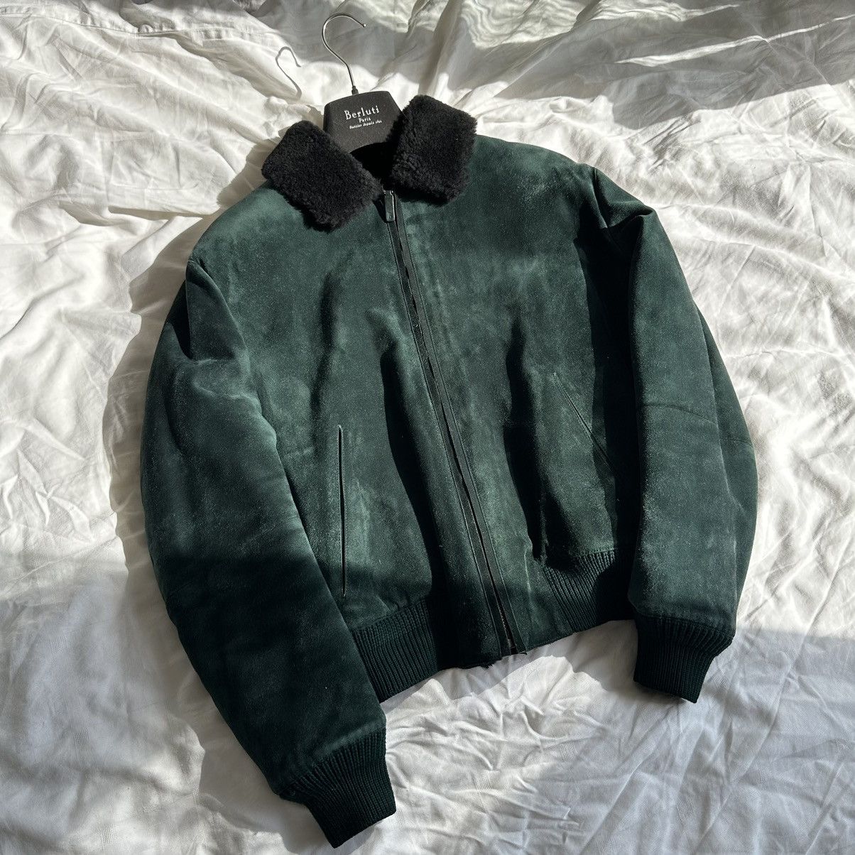 Berluti × Haider Ackermann FW18 English Green Shearling Bomber with ...