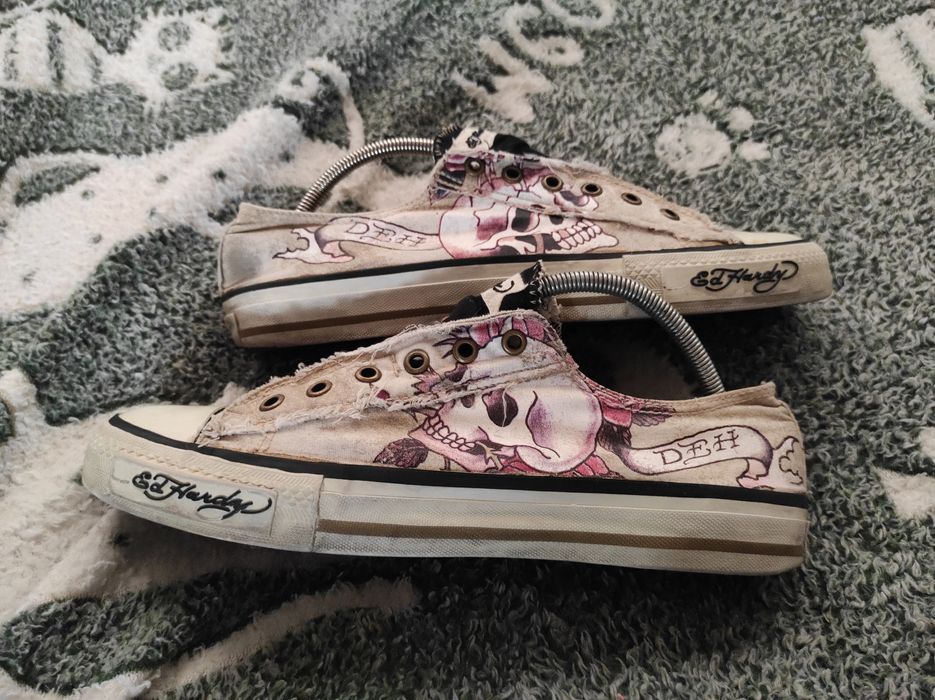 Vintage Ed Hardy shoes scull tattoo slip | Grailed