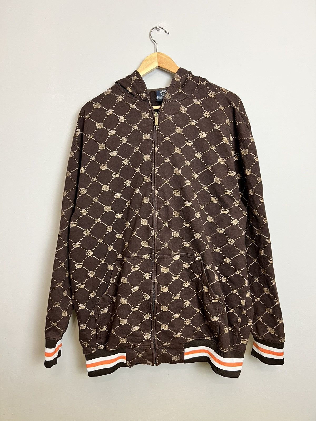 Vintage Rare Vintage 90s G Unit All Over Print Brown Hoodie Rap Tee ...