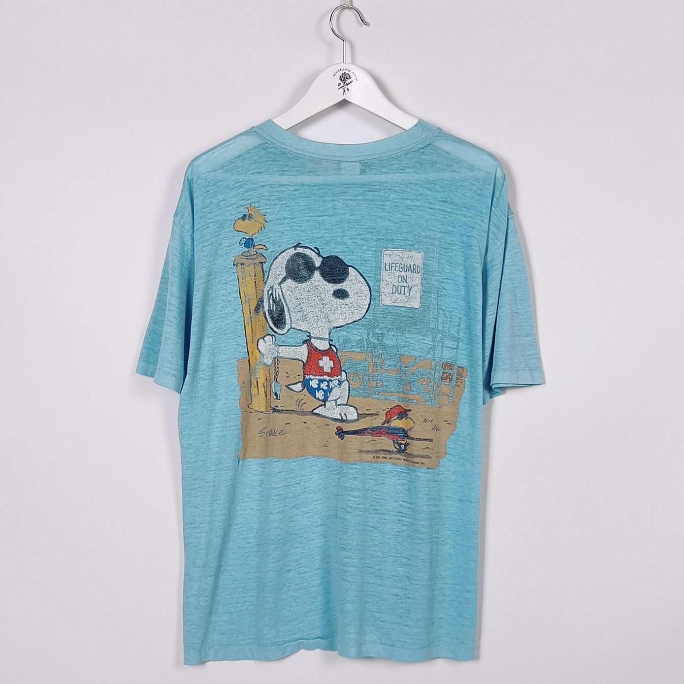 Peanuts × Vintage Vintage 80s Snoopy lifeguard on duty t-shirt | Grailed