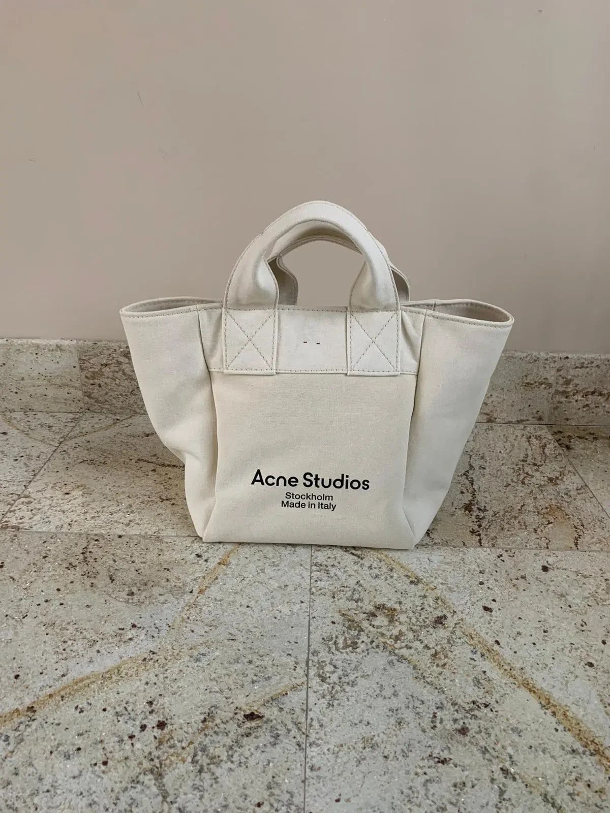 Acne Studios Logo Tote Bag in Ivory | Grailed
