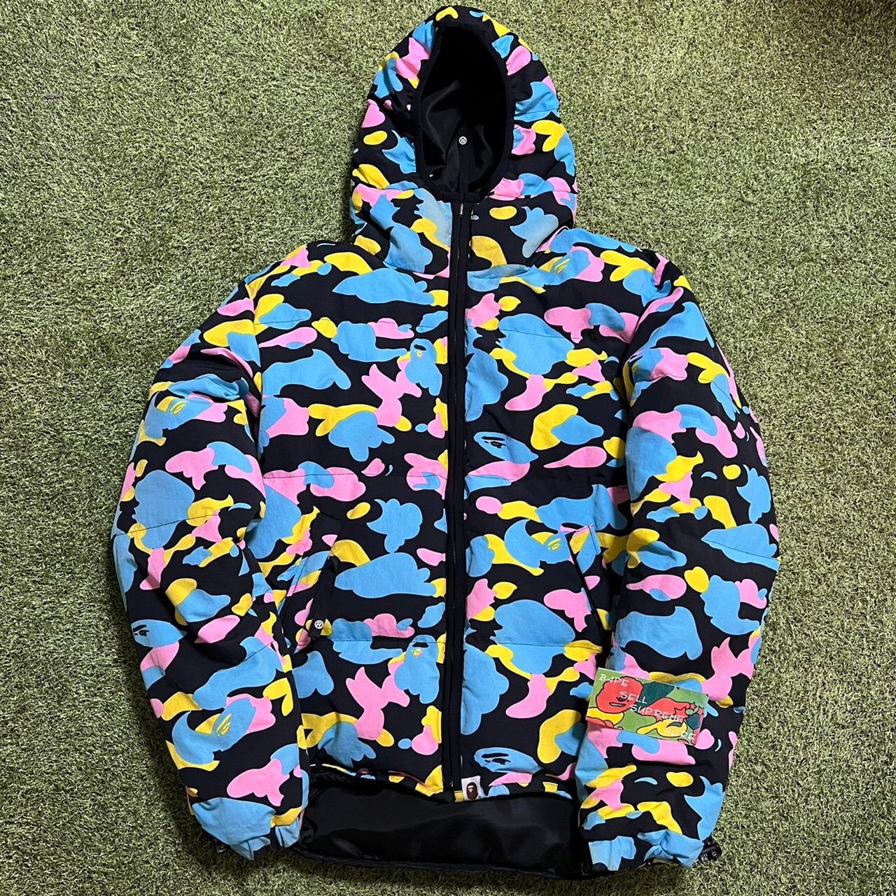 Bape BAPE reversible Puffer jacket cotton candy/black | Grailed