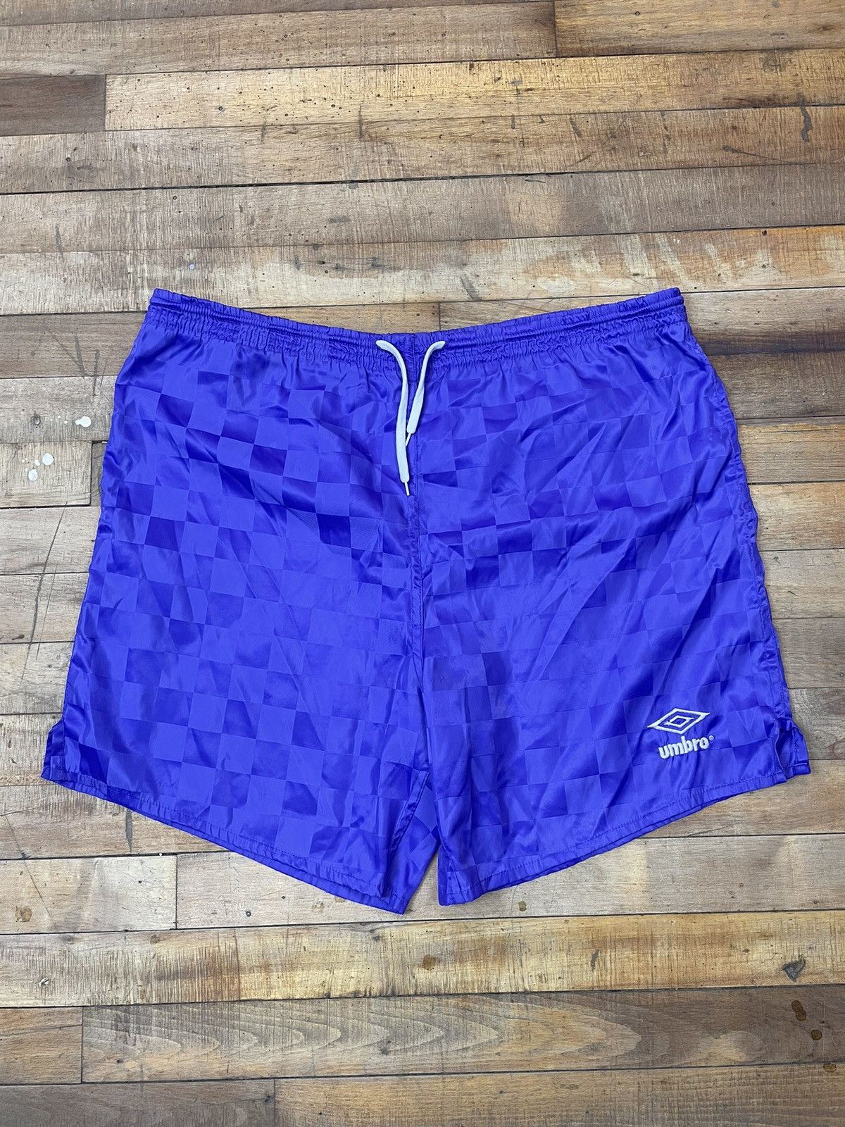 Vintage VTG 1990’s Umbro Purple Tonal Checkered Pattern Nylon Shorts ...