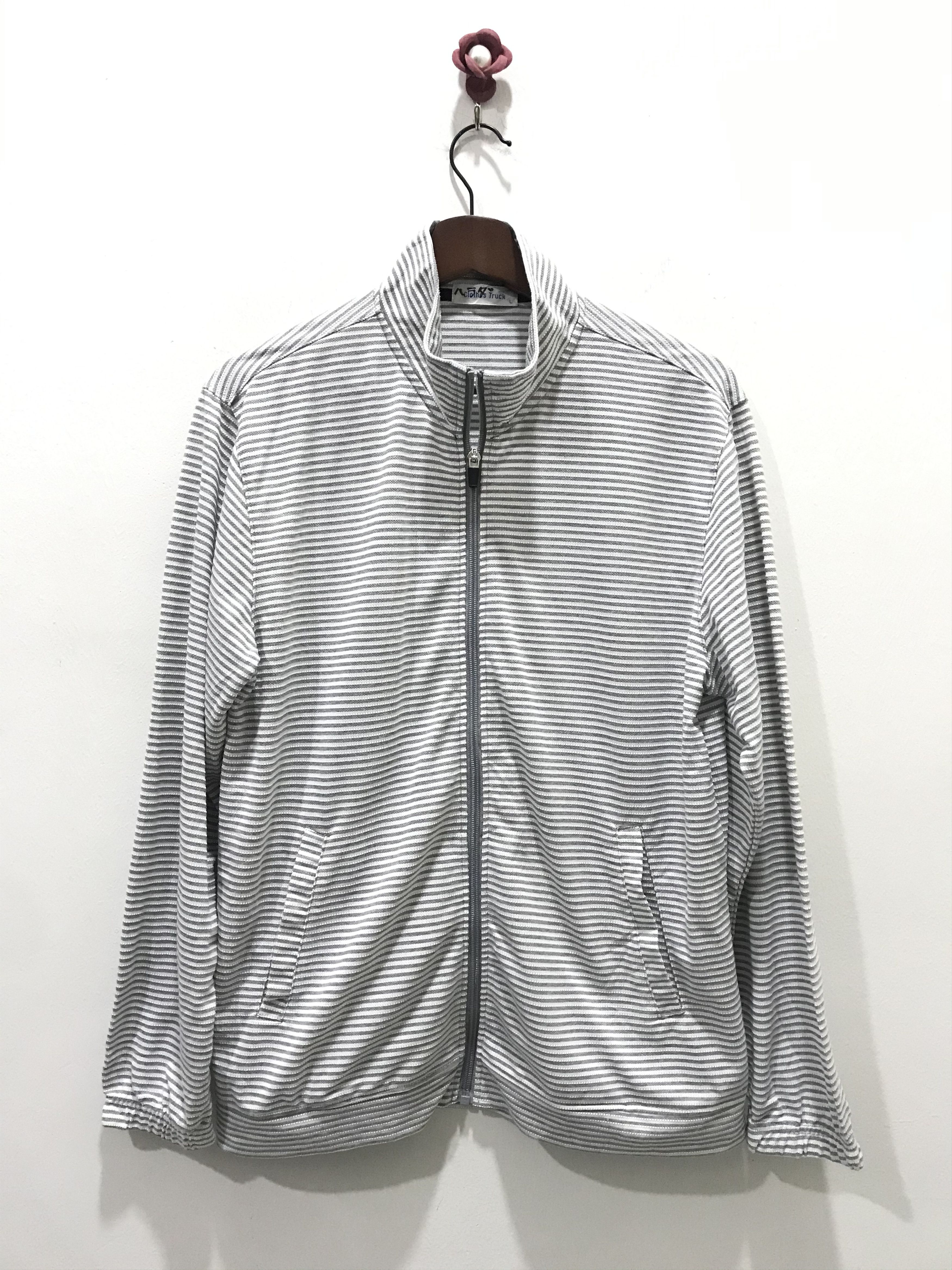 Japanese Brand CLOTHES TRUCK Horizontal Over the Striped Zip Front ...