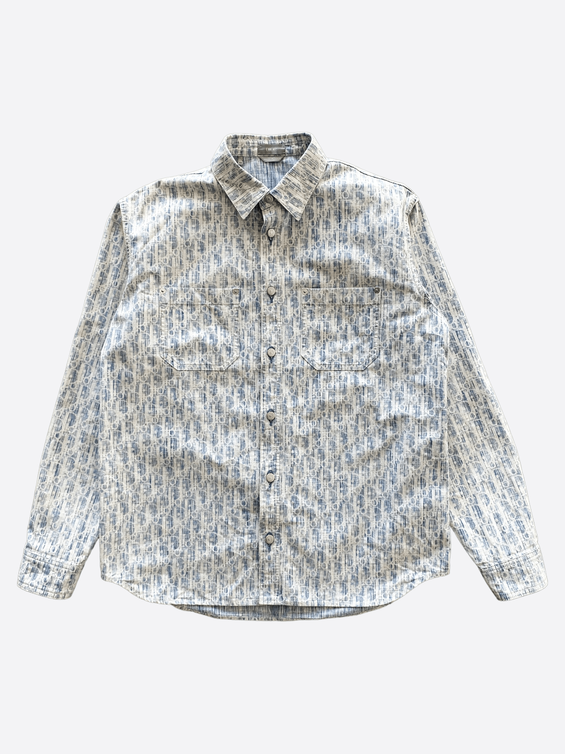 Dior Dior Oblique Blue Monogram Button Up Shirt | Grailed