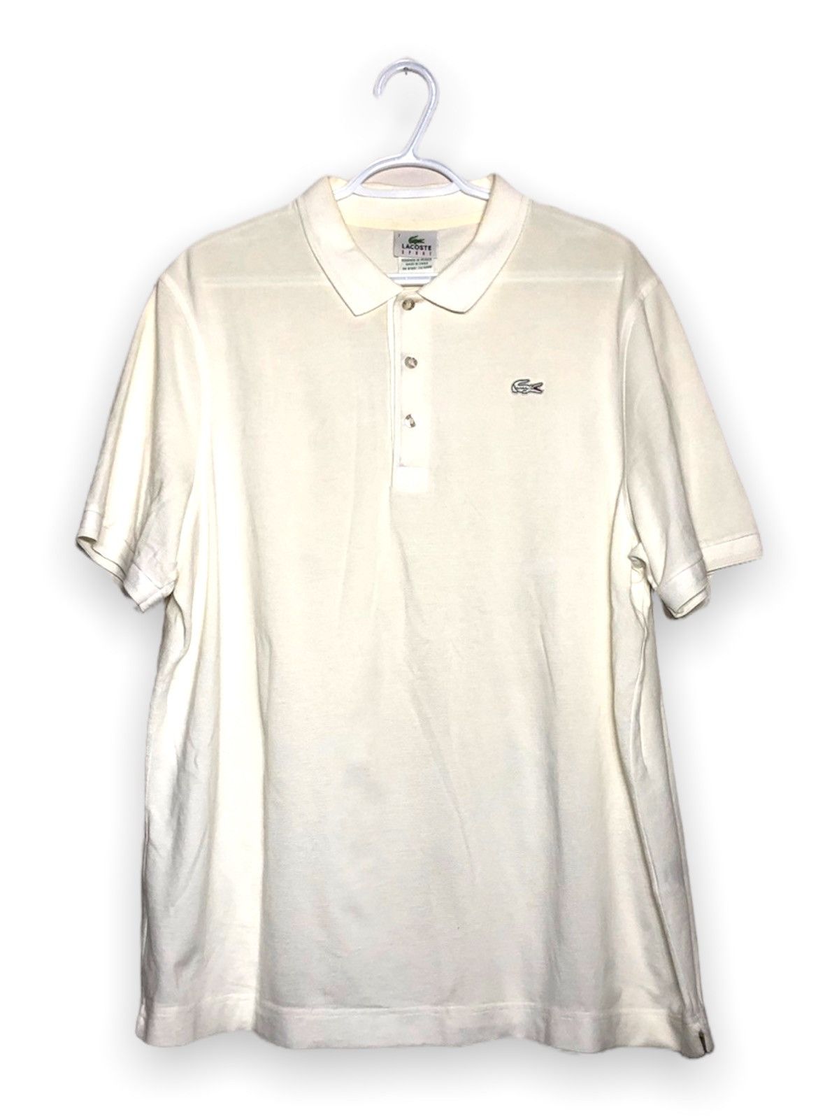 Lacoste Lacoste White Logo on White Polo Shirt | Grailed