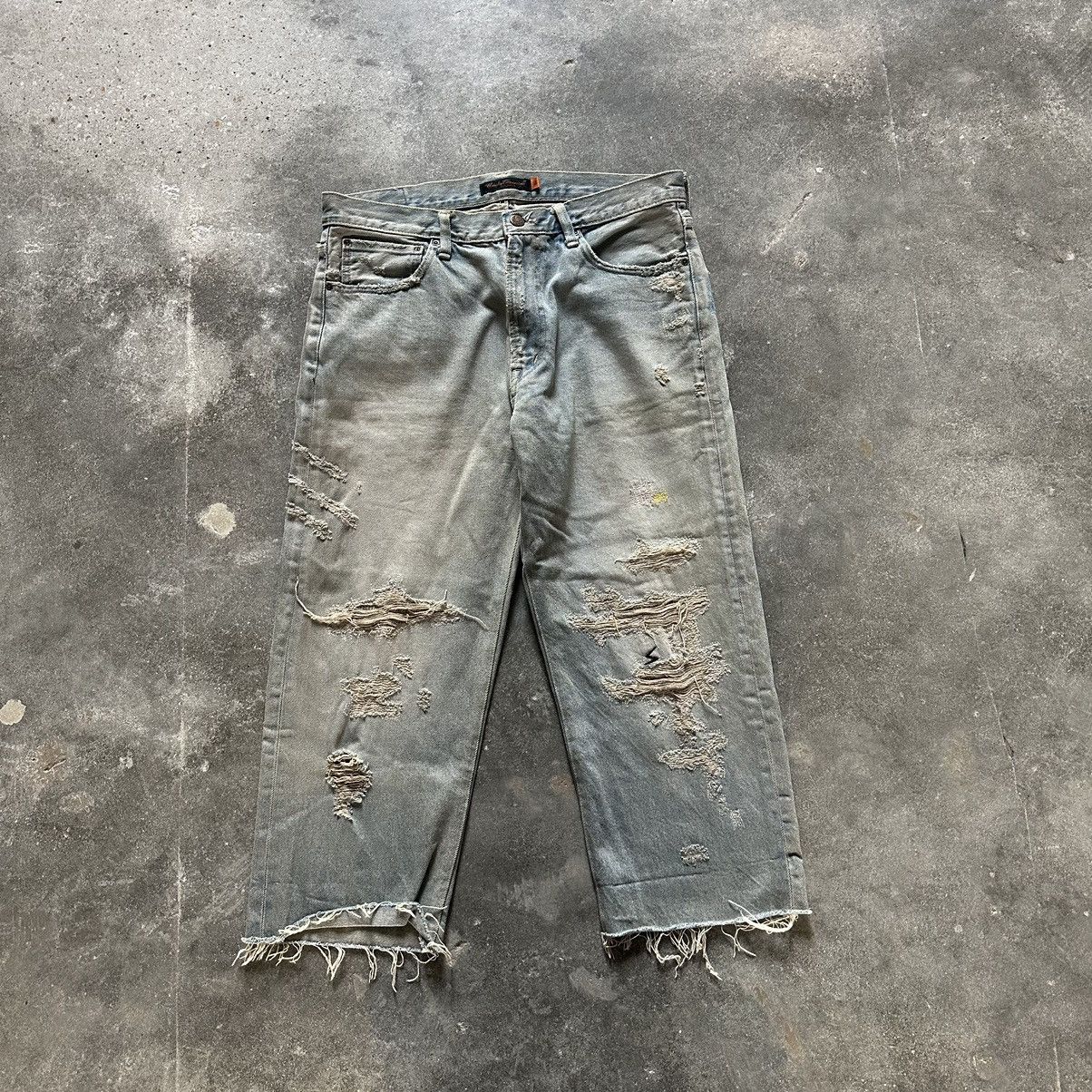 Undercover SS05 “But Beautiful” distressed lightning bolt denim | Grailed