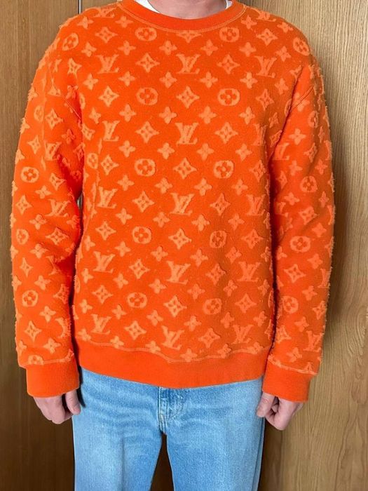 Louis Vuitton Louis Vuitton Orange Monogram Print Crewneck Sweater ...