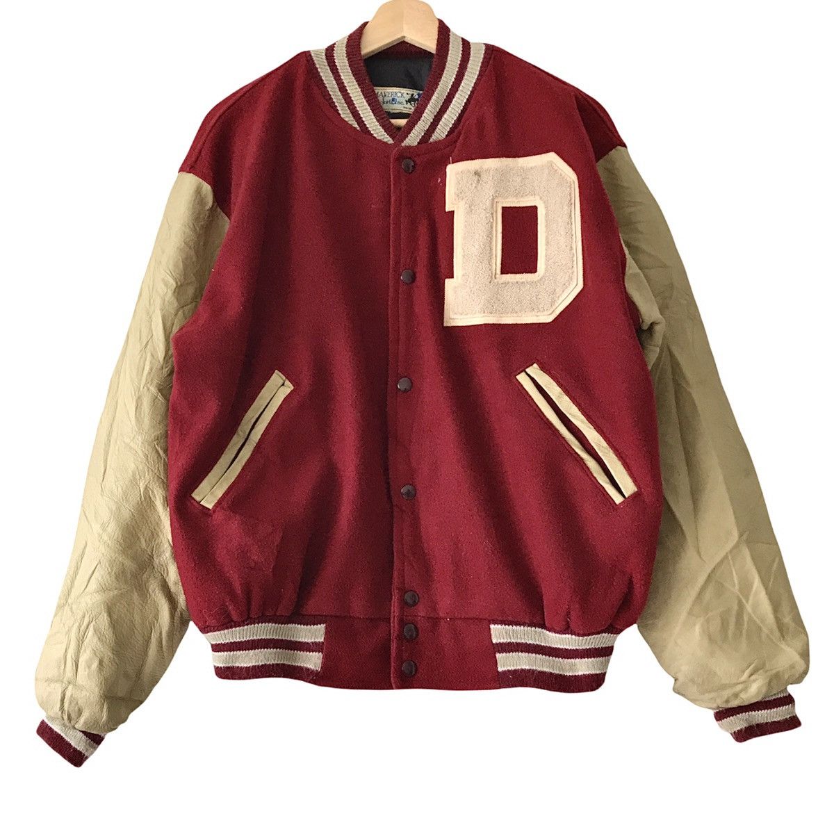 Vintage Authentic Vintage 80s Maverick USA D Leather Varsity Jacket ...