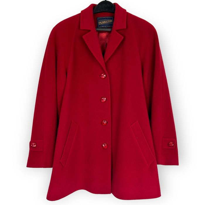 Pendleton Vintage Pendleton Sz 12 Lambswool Swing Coat Red Long *read | Grailed