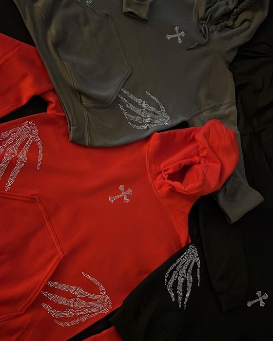 Vintage Rhinestones Skeleton Vintage Hoodie | Grailed