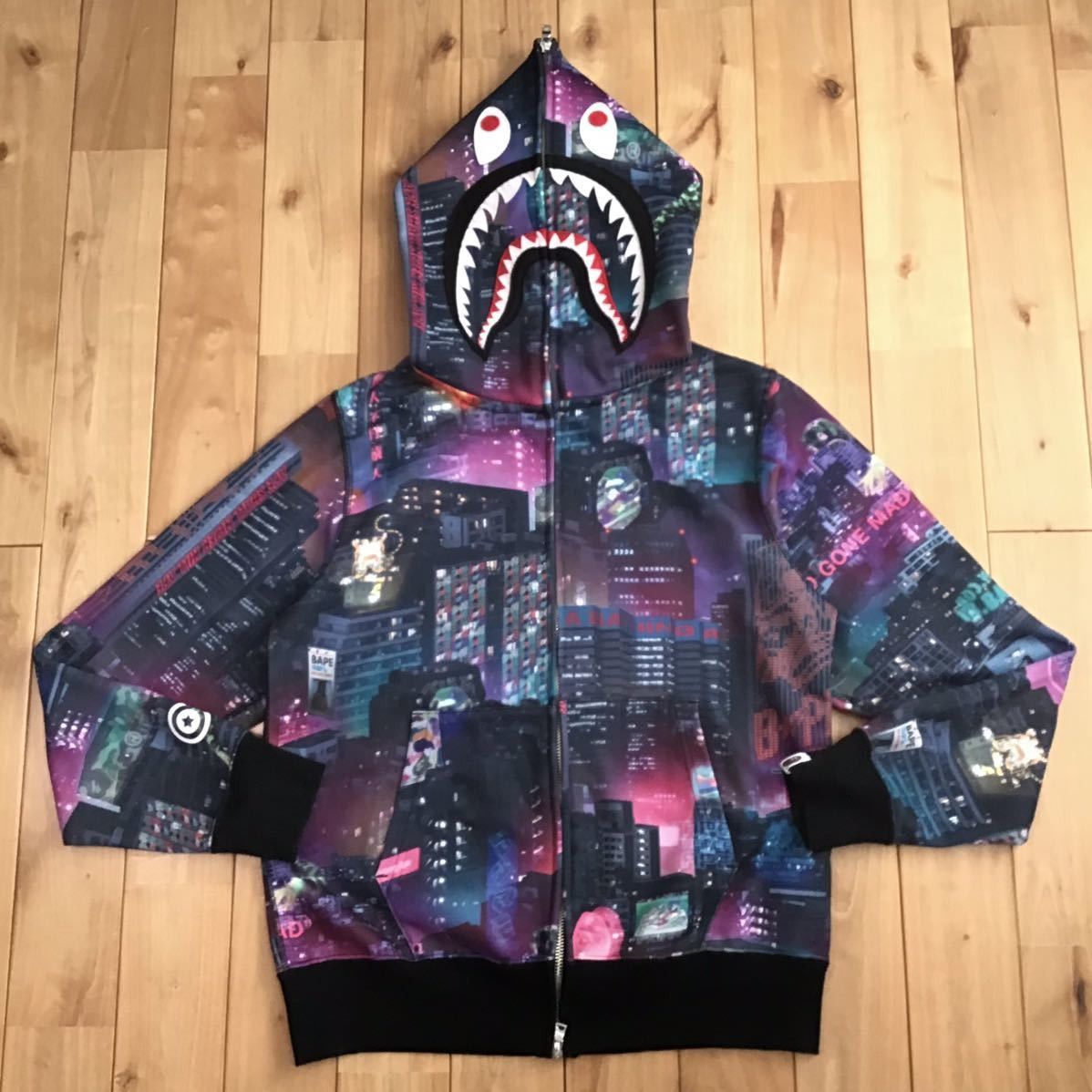 Bape BAPE NEON TOKYO shark full zip hoodie a bathing ape | Grailed