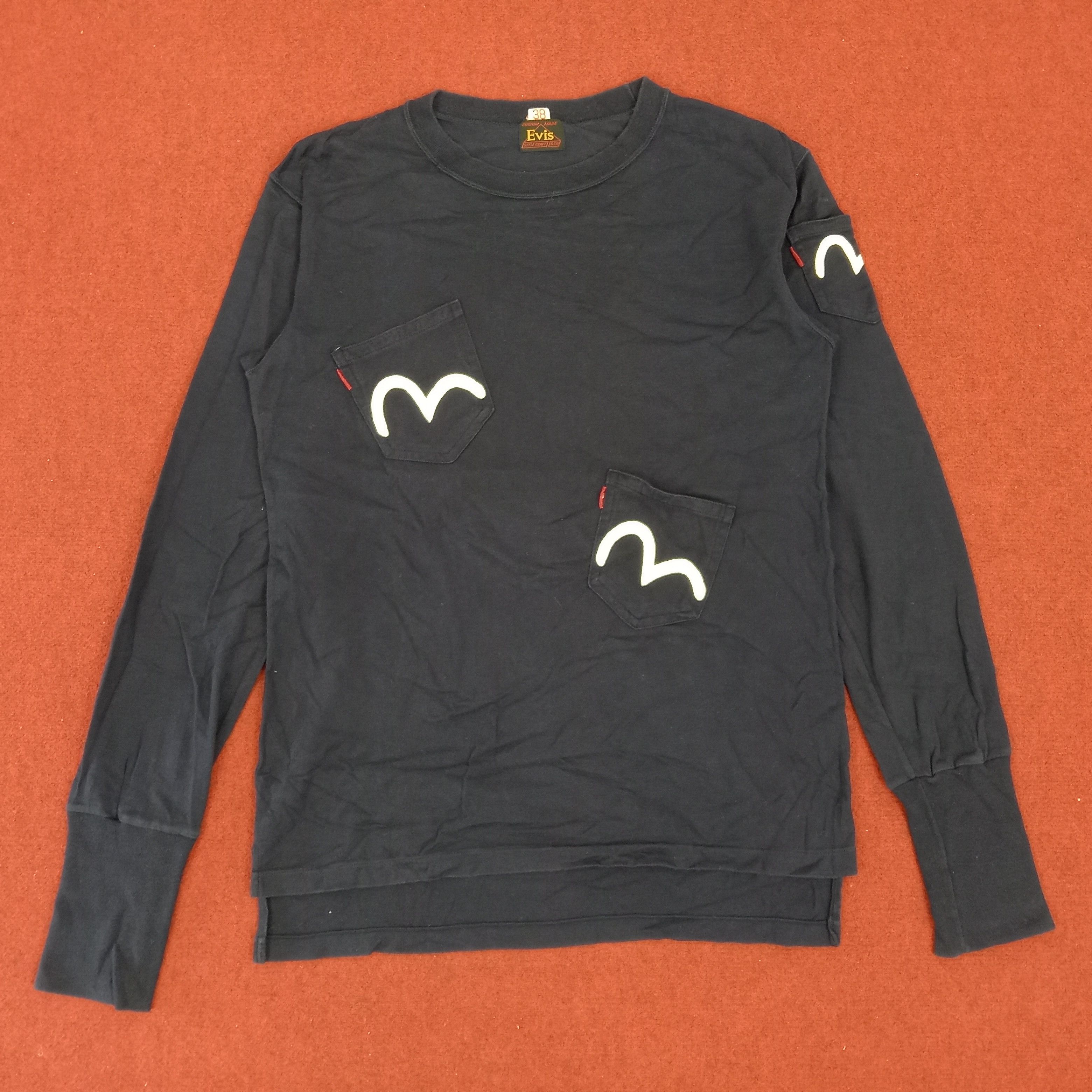 Vintage Evis Streetwear Style Pocket Design Long Sleeve Tshirt | Grailed