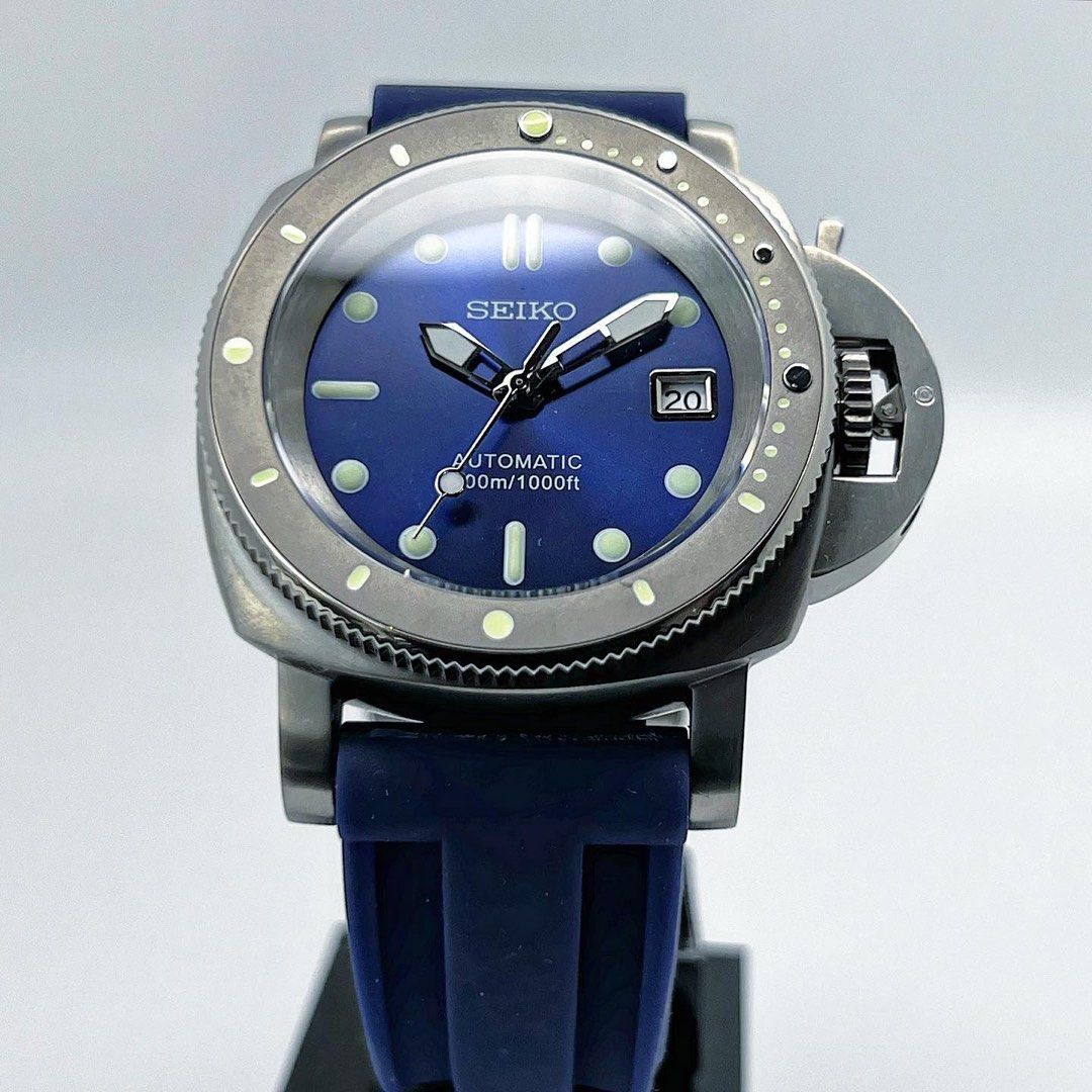 Seiko Seiko Mod Watch Custom Blue Pam Submersible Titanium 40MM | Grailed