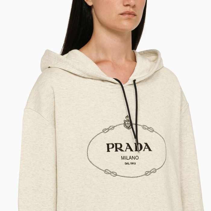 Prada Prada Natural Logoed Hoodie | Grailed