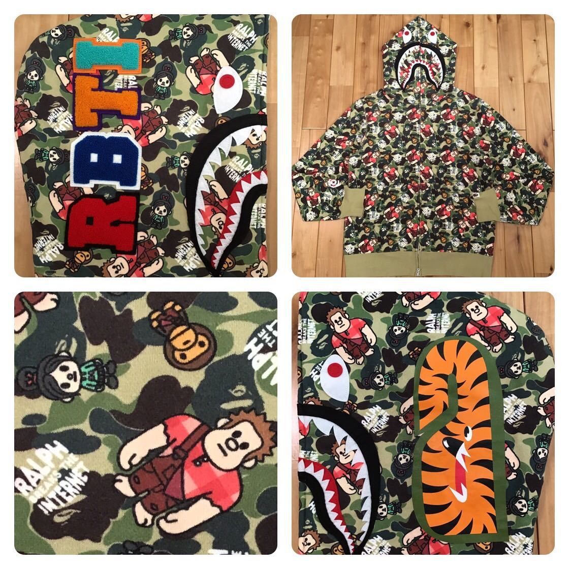 Bape × Disney BAPE × DISNEY Ralph milo ABC camo Shark full zip hoodie ...