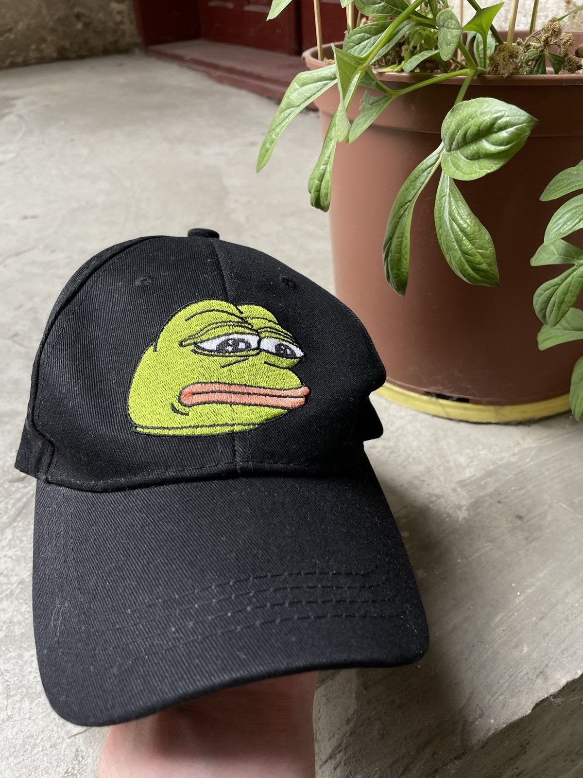 Streetwear Pepe the frog black baseball cap/hat | Grailed