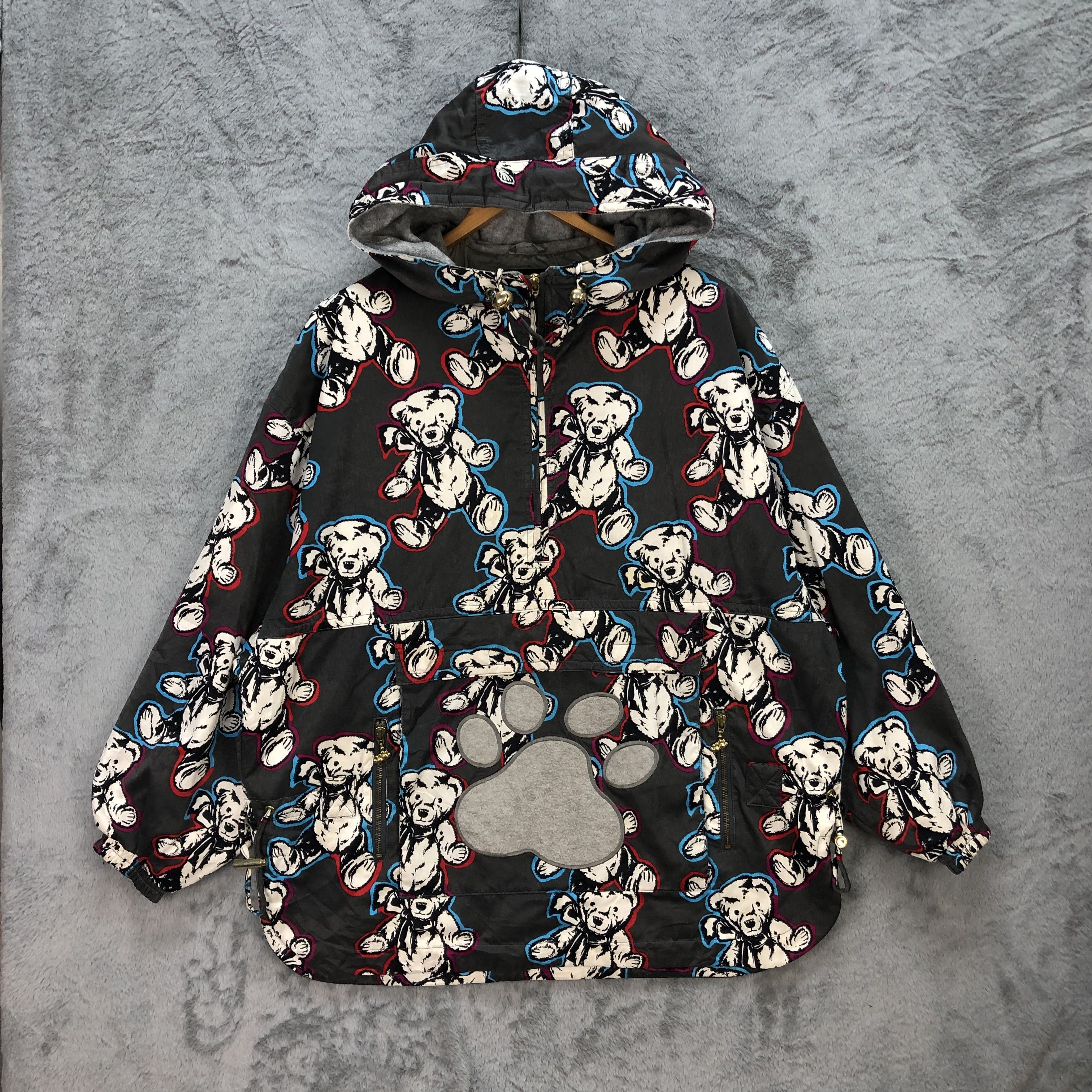Rare FlaFont Scary Teddy Bear Full Print Anorak Jacket #5902-43 | Grailed