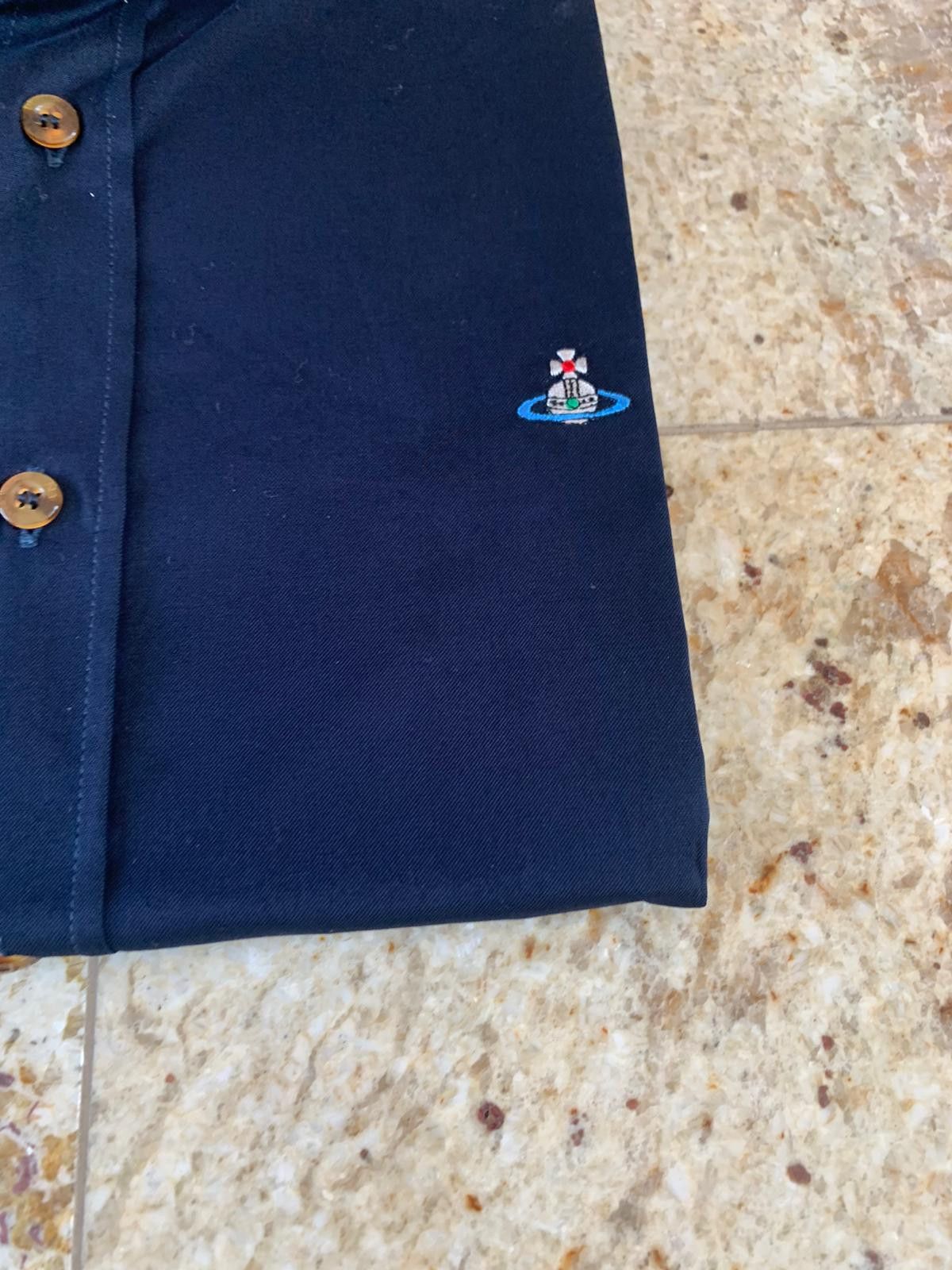 Vivienne Westwood Logo Button Up in Navy | Grailed
