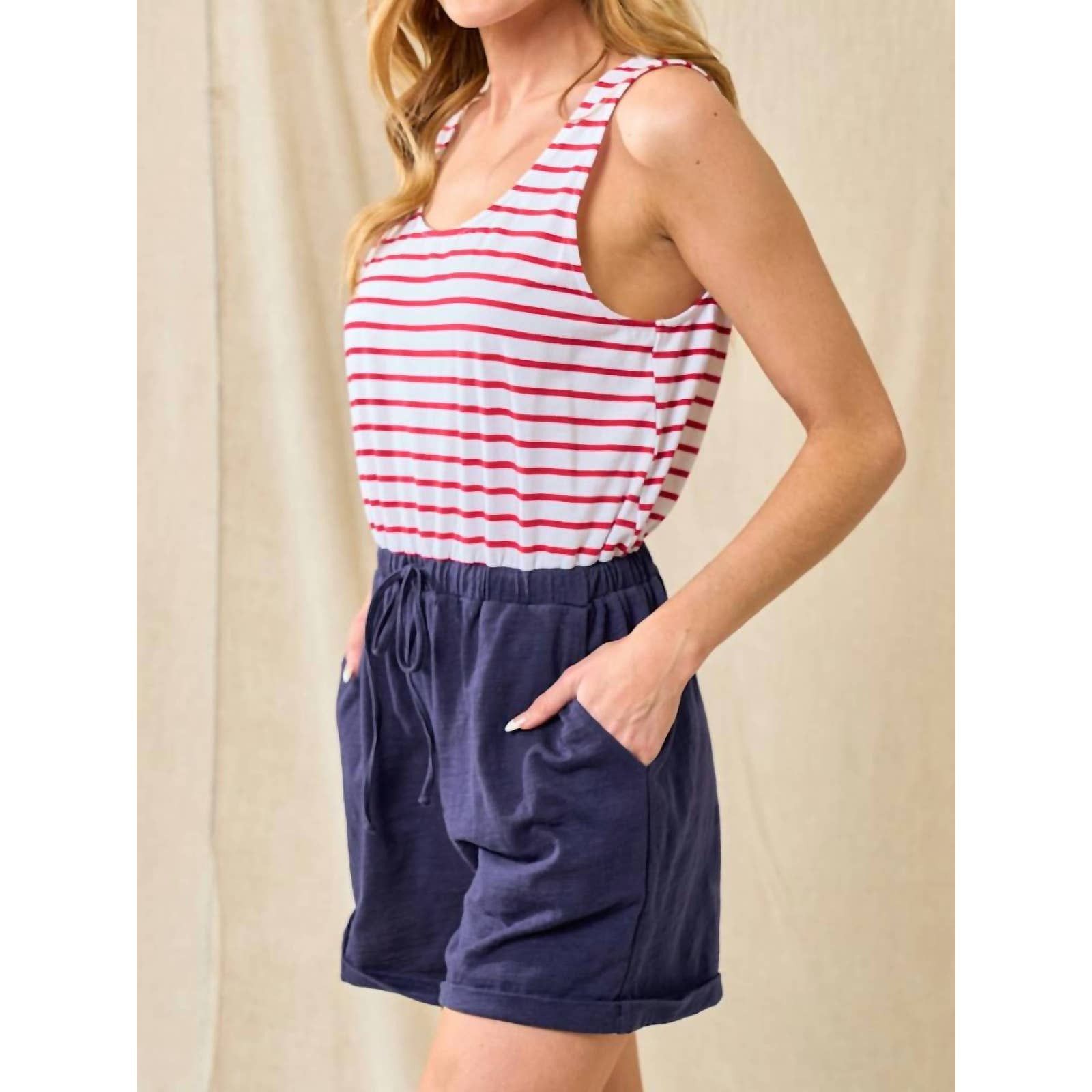 Designer DOE AND RAE Stripe Romper In Red/white/blue | Grailed