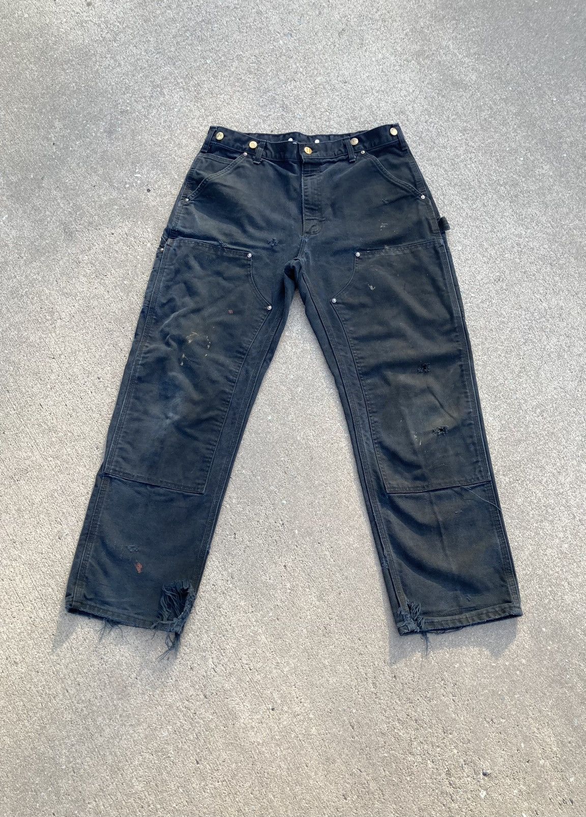 Vintage Black Carhartt Double Knee Logger Dungaree Pants B01 | Grailed