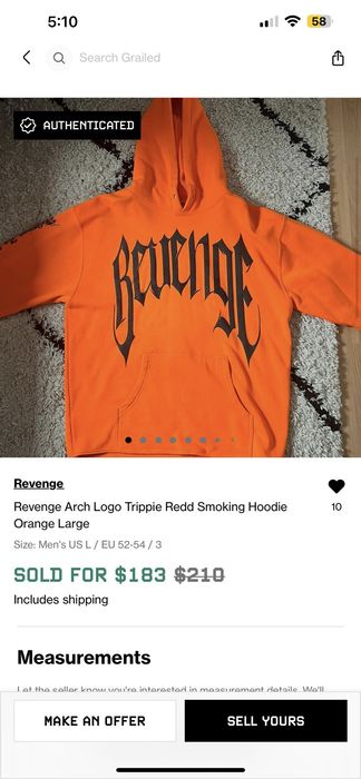 Designer Revenge Arch Logo Trippie Redd Smoking Hoodie | Grailed