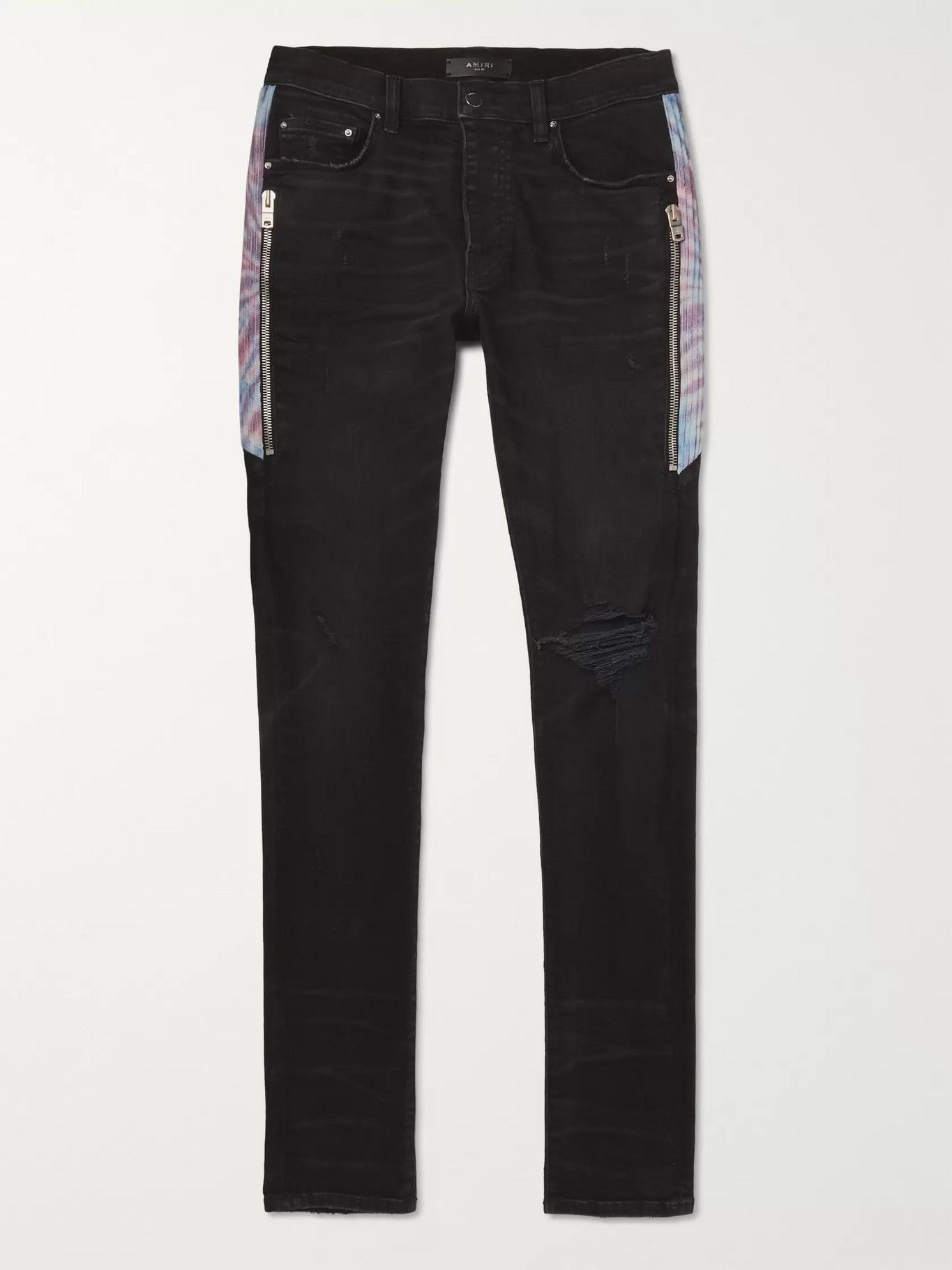 Amiri Half Track Skinny-Fit Distressed Stretch-Denim Jeans | Grailed