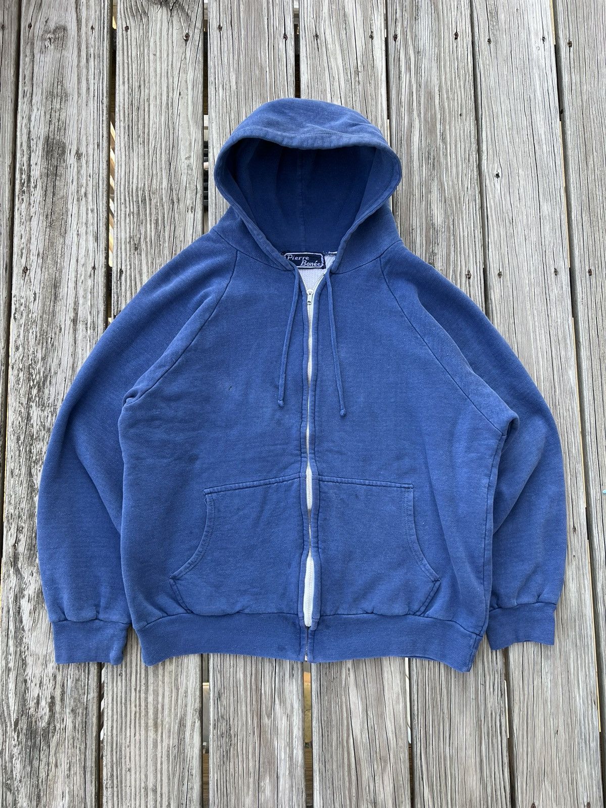 Vintage Vintage Distressed Thermal Lined Boxy Blank Zip Up Hoodie L ...