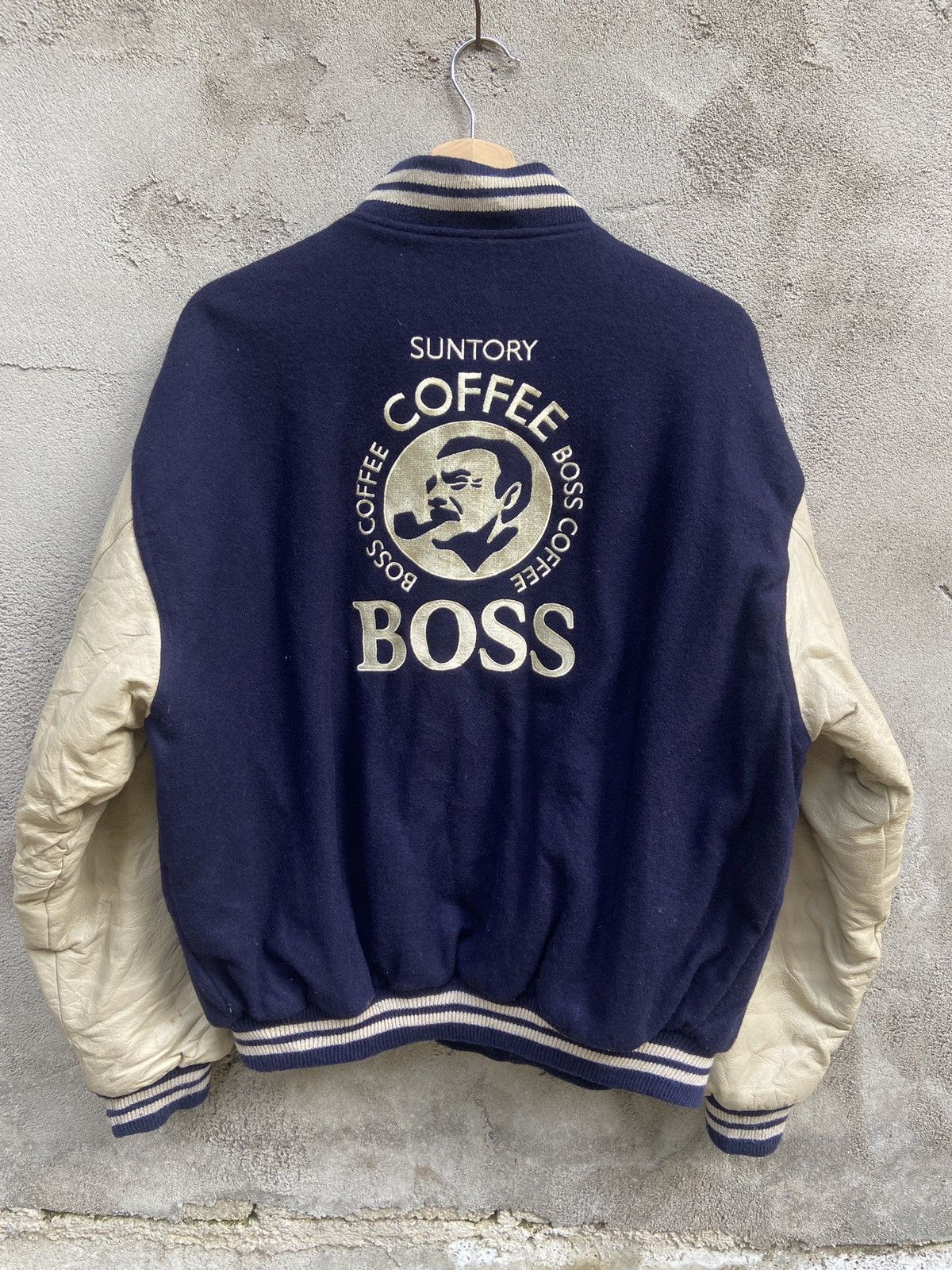Vintage Vintage Suntory Boss Coffee Wool Leather Varsity Jacket | Grailed