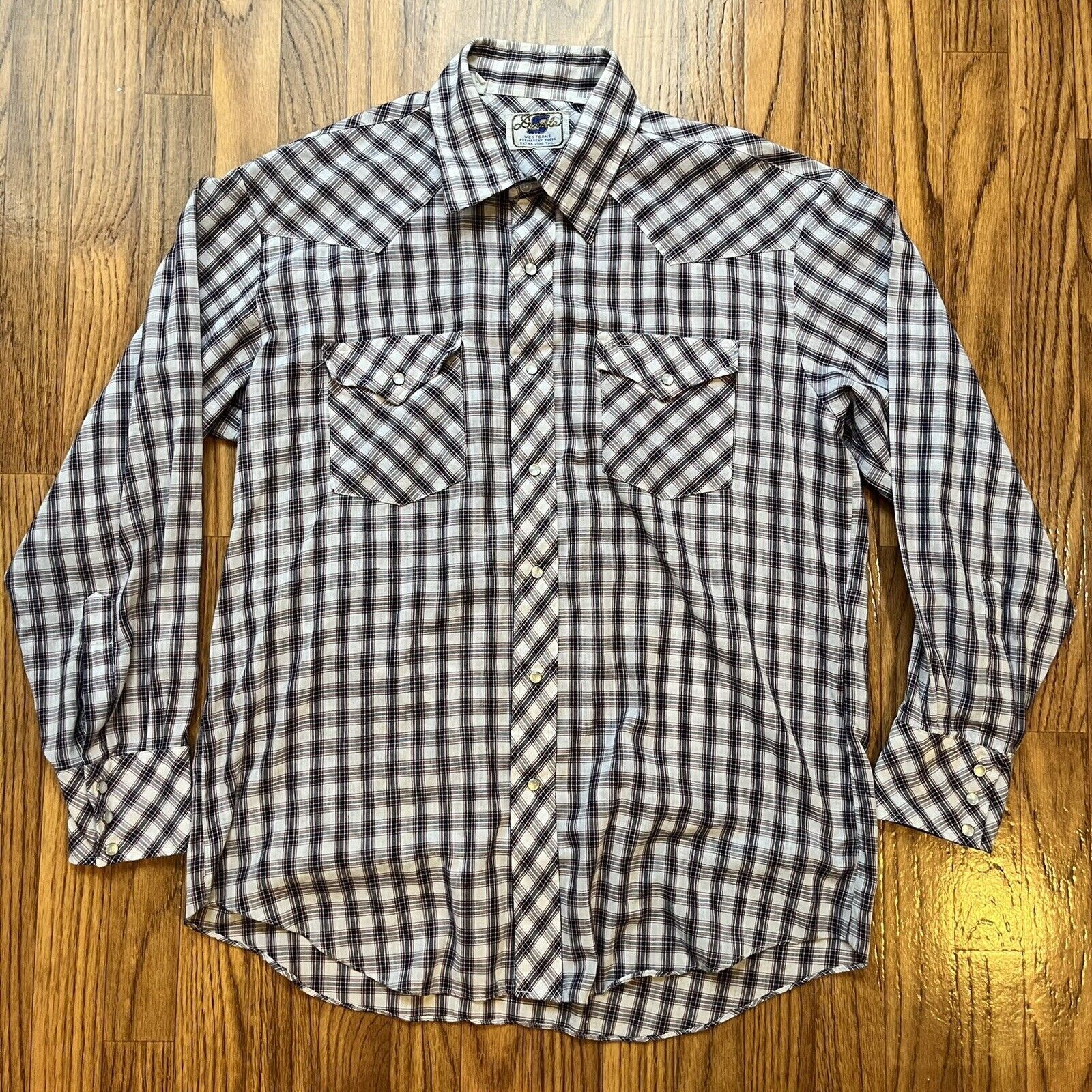 Doublet Vintage Double S Western Pearl Snap Shirt; Mens Large; Plaid ...
