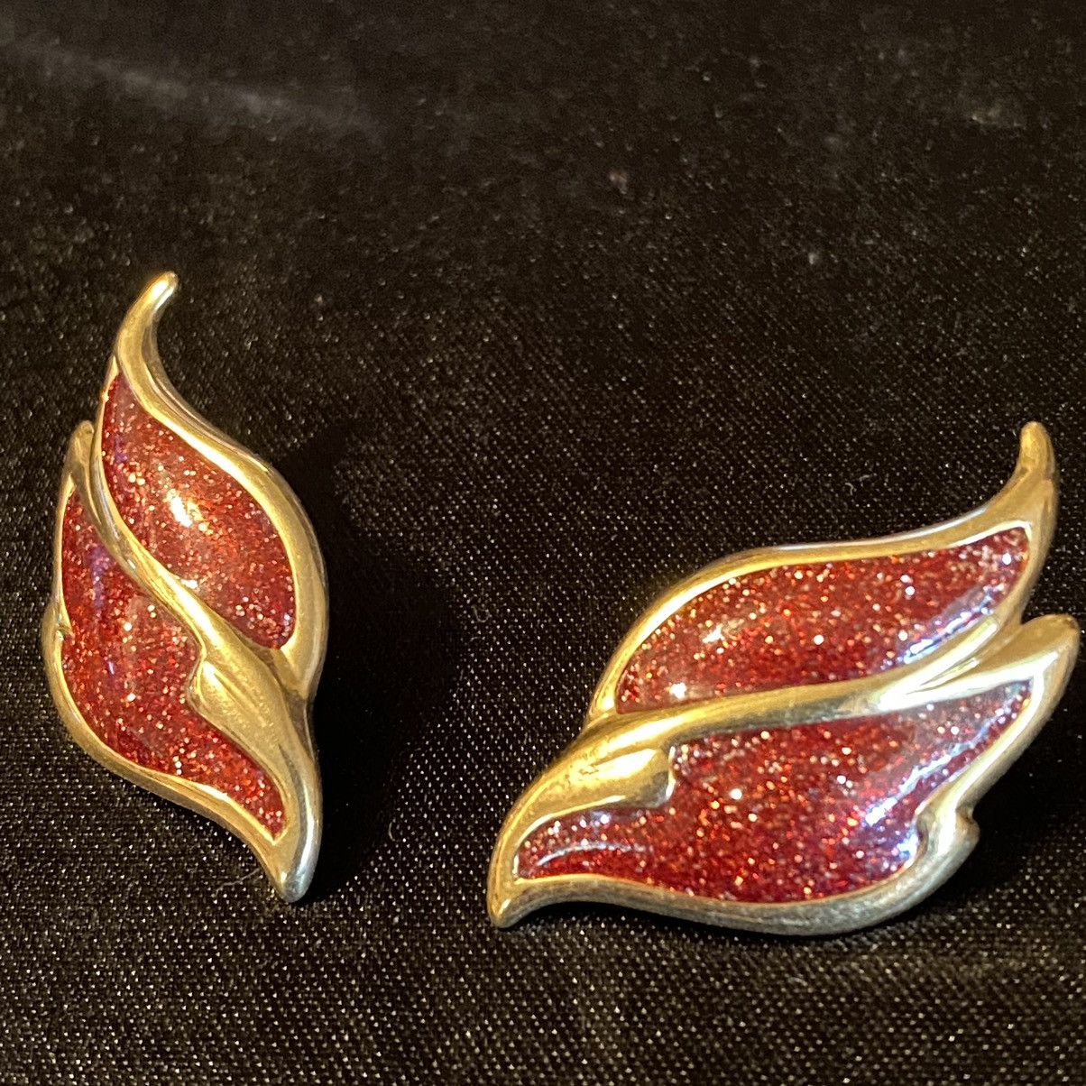 Avant Garde × Gold Plated × Vintage Avon 24K Gold Red Glitter Phoenix ...