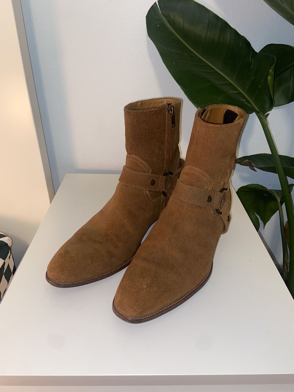 Saint Laurent Paris SLP WYATT Harness Boot Nut Suede | Grailed