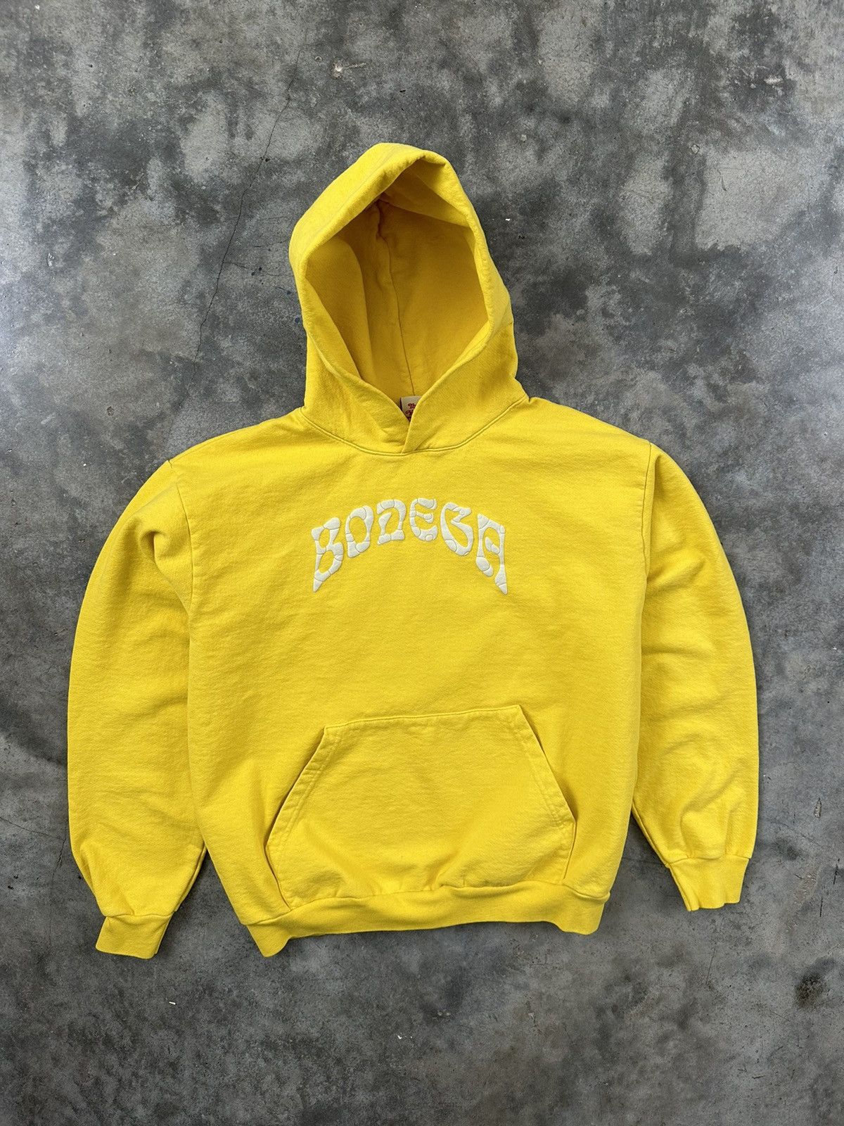 Bodega Bodega Yellow Bones Arc Logo Heavyweight Yellow Hoodie | Grailed