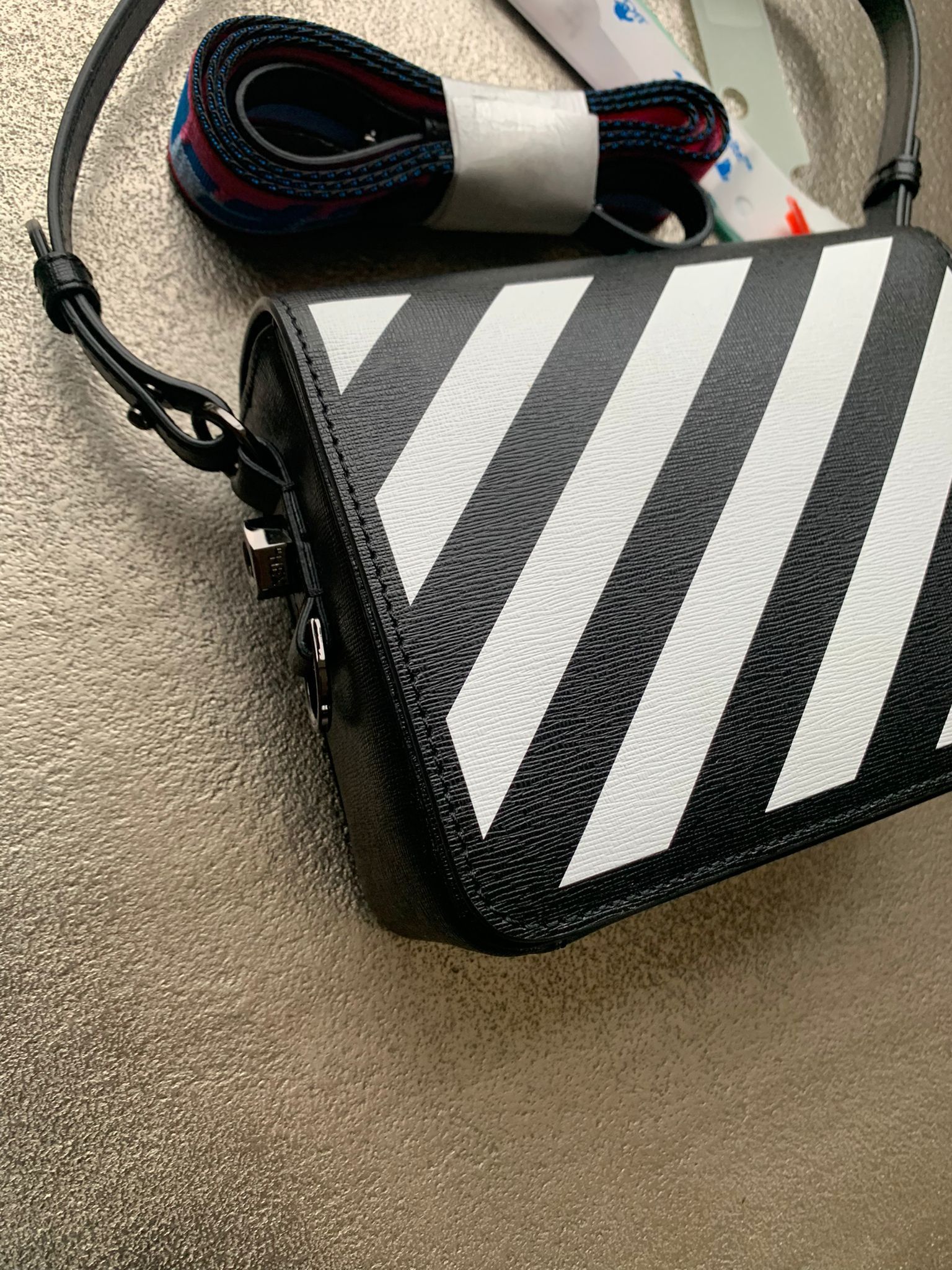 Off-White Diagonal Flap Bag in Black | Grailed