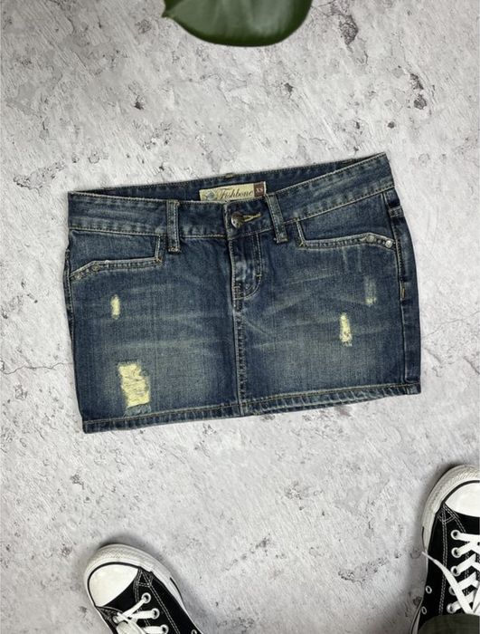 Vintage Vintage Woman’s Fishbone Denim Jeans Mini Skirt | Grailed